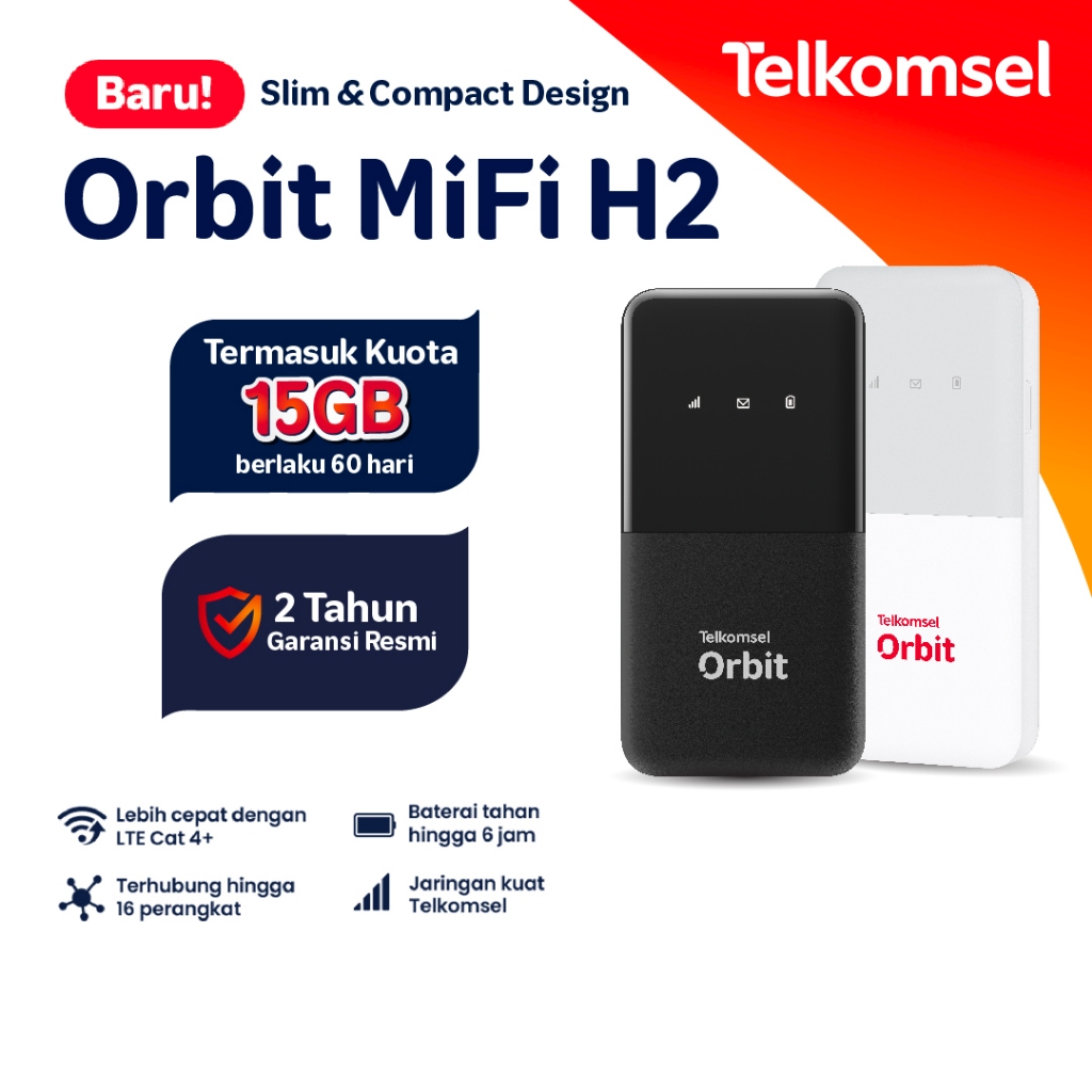 Jual Telkomsel Orbit Mifi H2 Portable Modem Wifi 4G High Speed Bonus ...