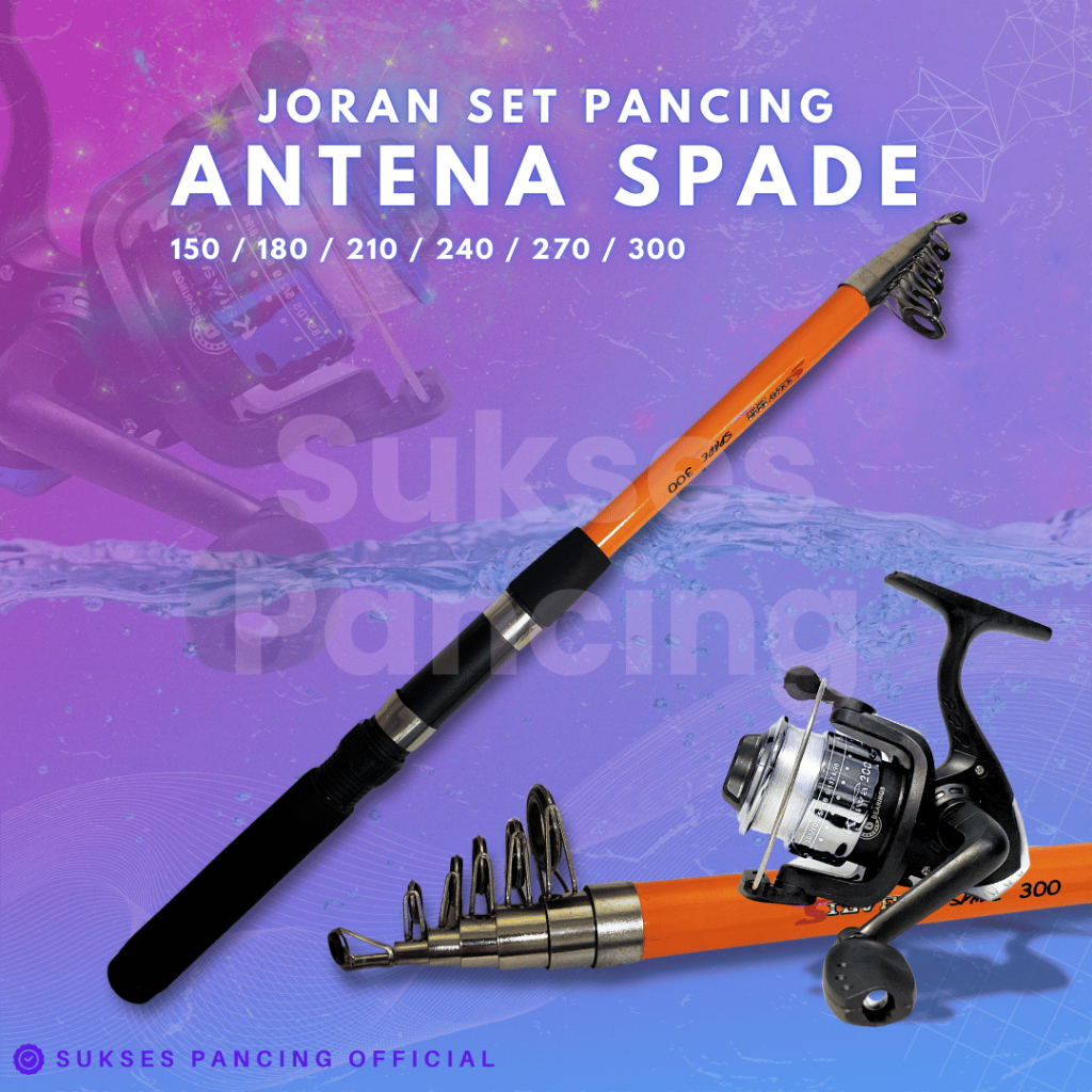 Jual Joran Set Pancing Antena SILVER Spade dengan Reel Free Senar 150 ...