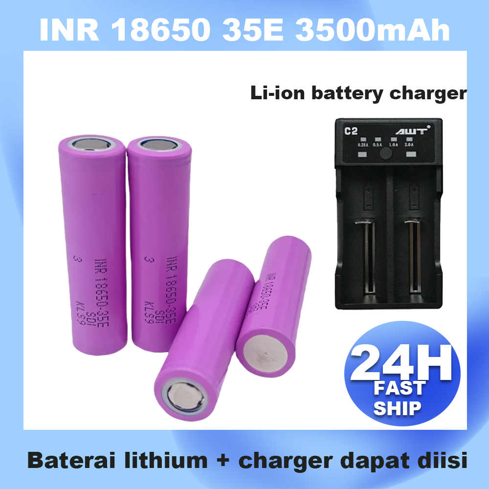 Jual Baterai 18650 3500mAh Baterai Li-ion 3.7V Isi Ulang, INR18650 35E Digunakan untuk senter ...