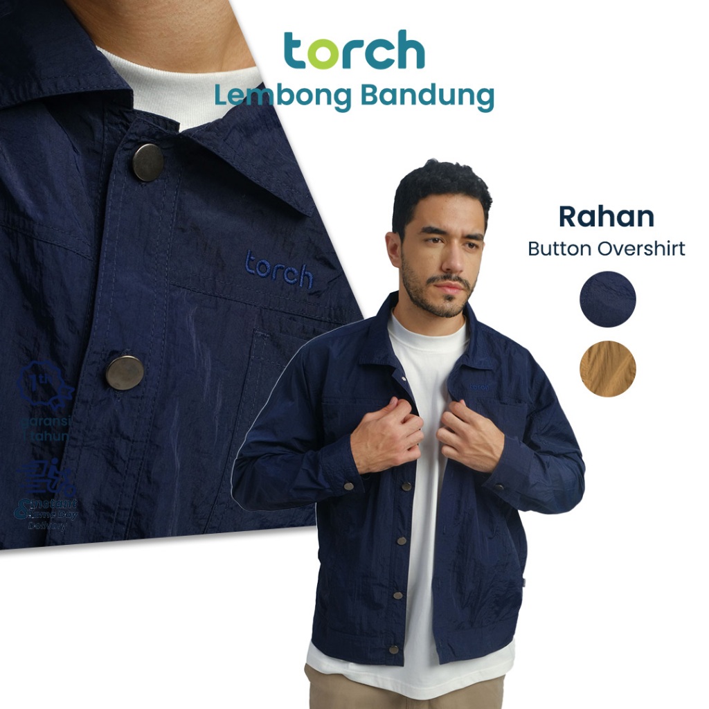 Jual TORCH Rahan Button Overshirt Kemeja Crinkle Taslan Outer Pria ...