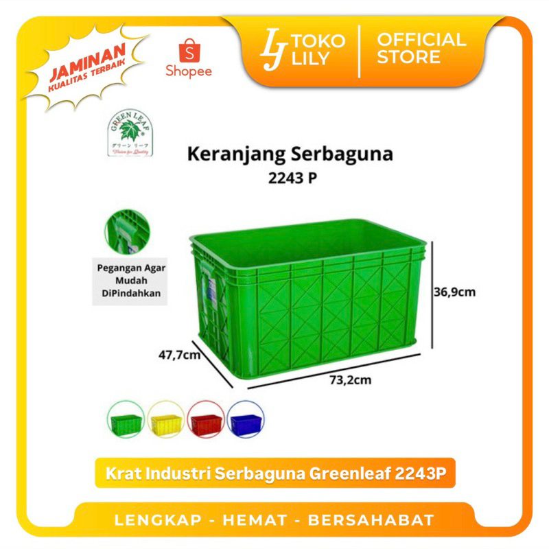 Jual Keranjang Industri Krat Serbaguna Green Leaf Container Box 2243P ...