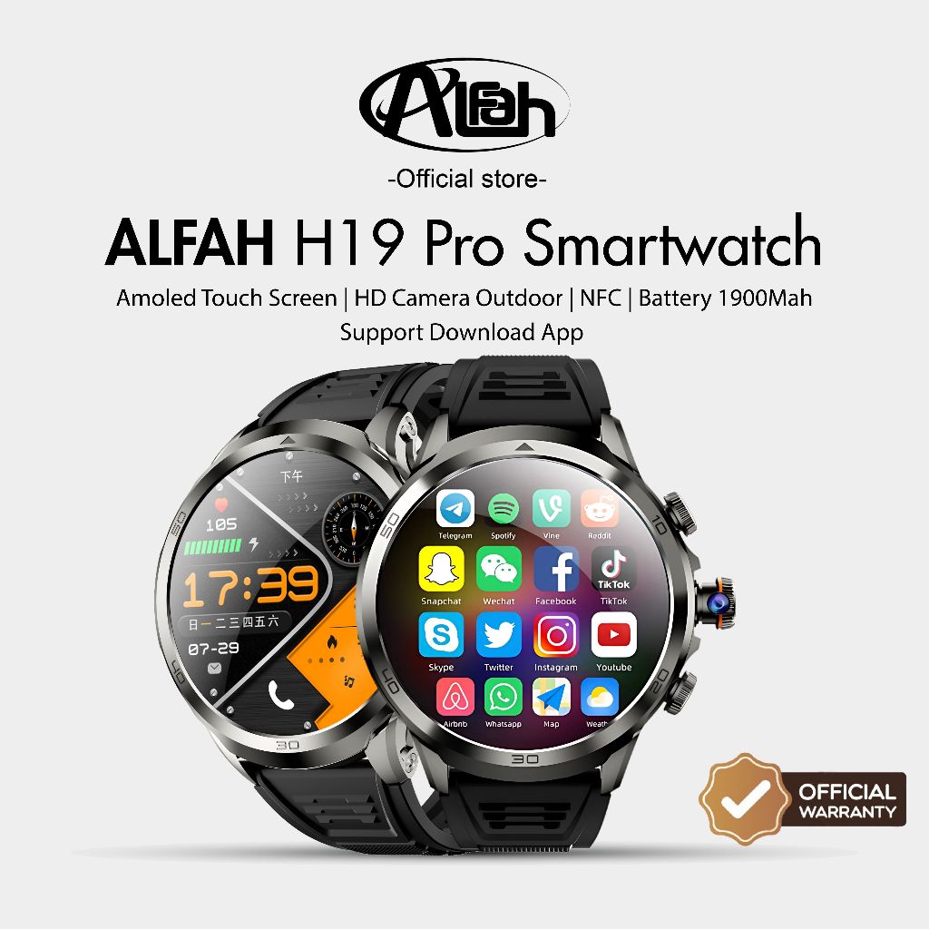 Jual Alfah - H19 Smartwatch 4G/5G Smartwatch Sim Card Wifi GPS Amoled ...