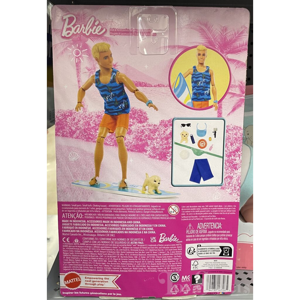 Jual Barbie Malibu Ken Surf Surfing Doll with Puppy Original Mattel ...