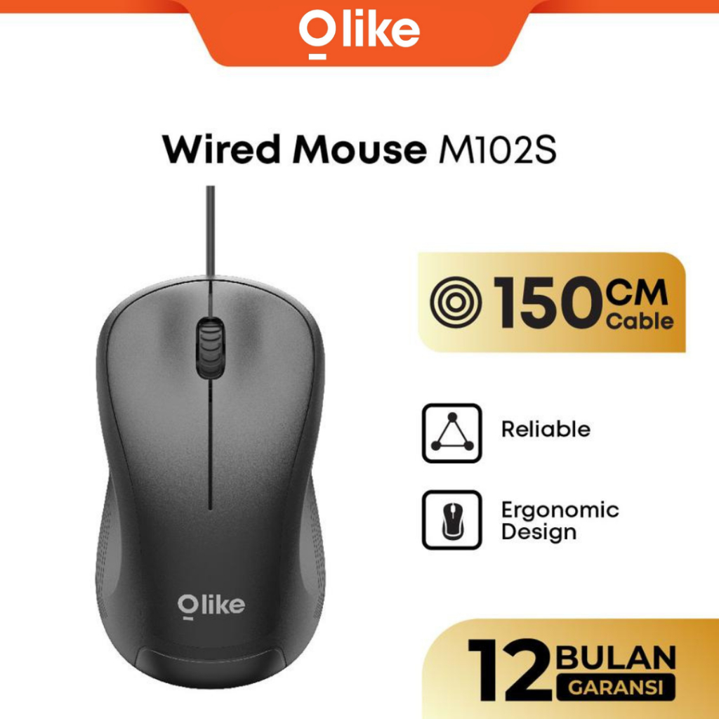 Jual OLIKE M102S MOUSE KABEL STANDAR 1200 DPI ERGONOMIC DESIGN KABEL ...