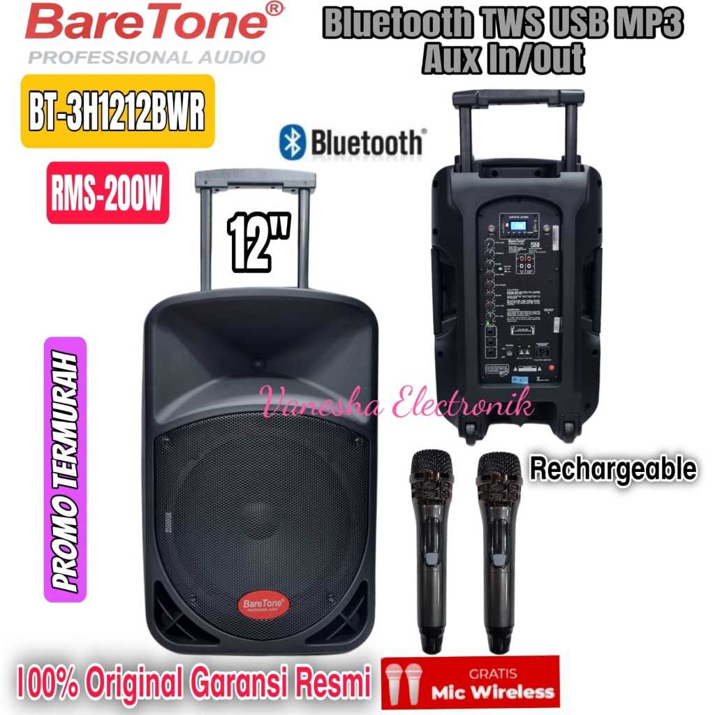 Jual Speaker Portable Wireless Meeting 12 Inch Baretone MAX12BWR USB ...