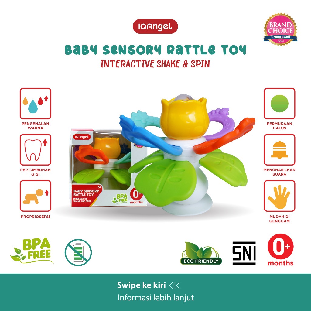 Jual IQAngel - Baby Sensory Rattle Toy Interactive Shake & Spin Mainan ...