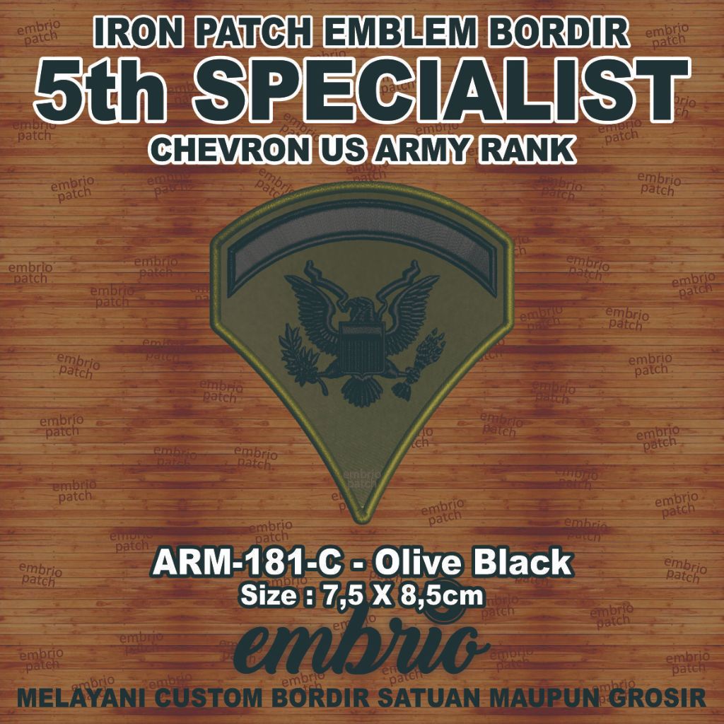 Jual ARM-181-C Patch 5th SPECIALIST Chevron Rank US ARMY Vietnam War ...