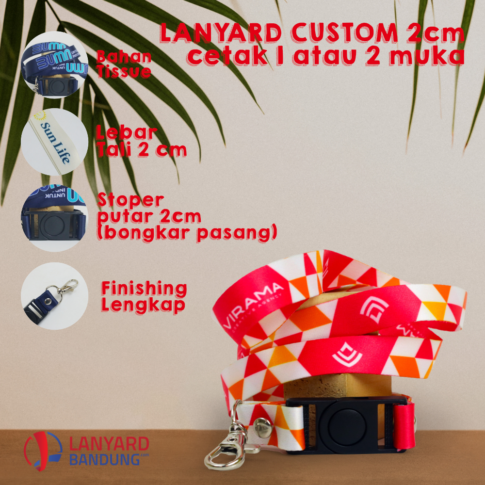 Jual Tali Lanyard Sublim Print Custom Ukuran Tali 2 cm 1 atau 2 sisi ...