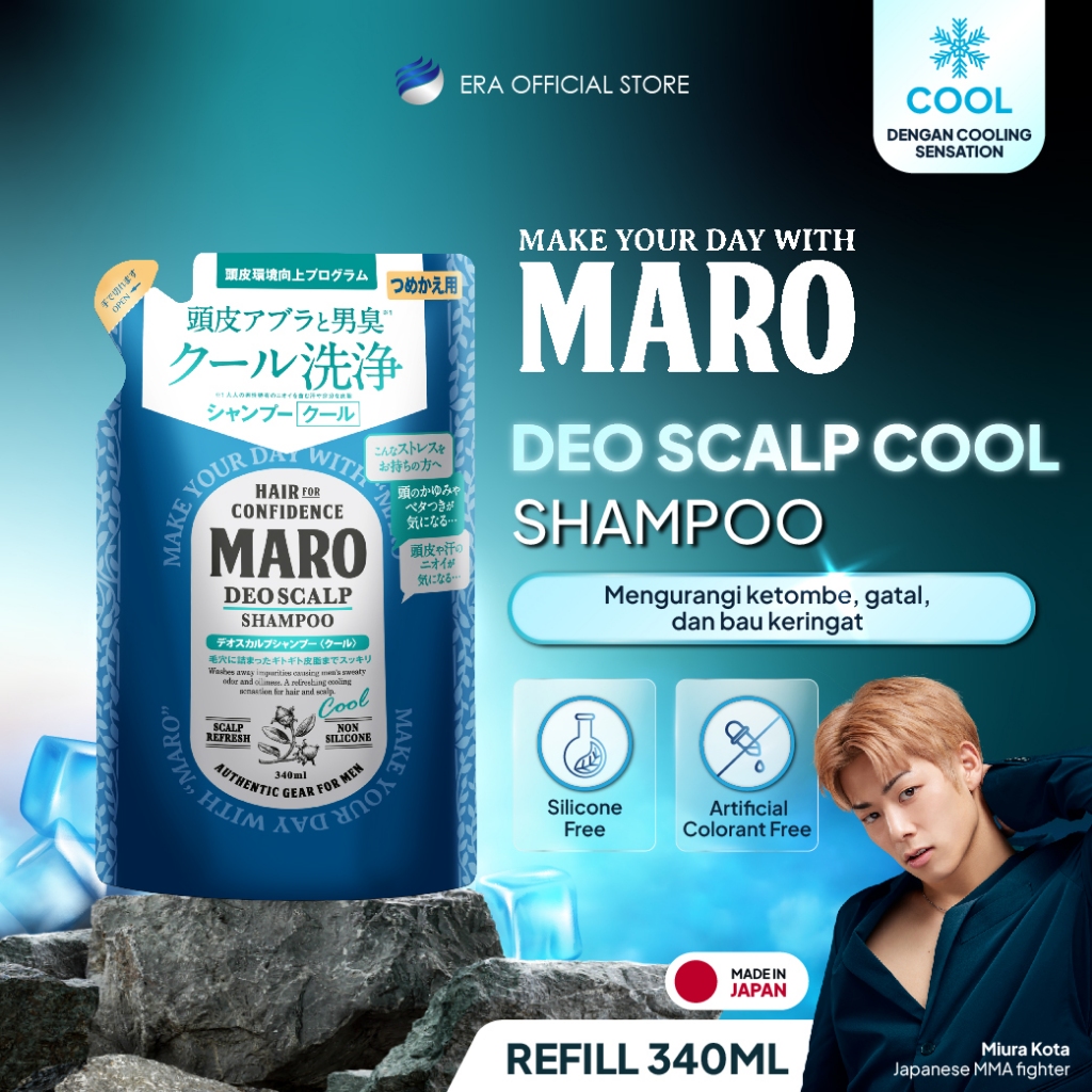 Jual MARO Deo Scalp Shampoo Cool REFILL 340ml - Shampoo Pria Sensasi ...