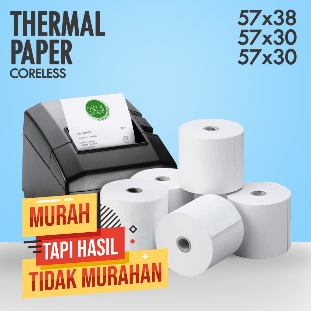 Jual Kertas Struk | Thermal Roll Polos Printer Mobile 57x30 57x47 57x38 ...