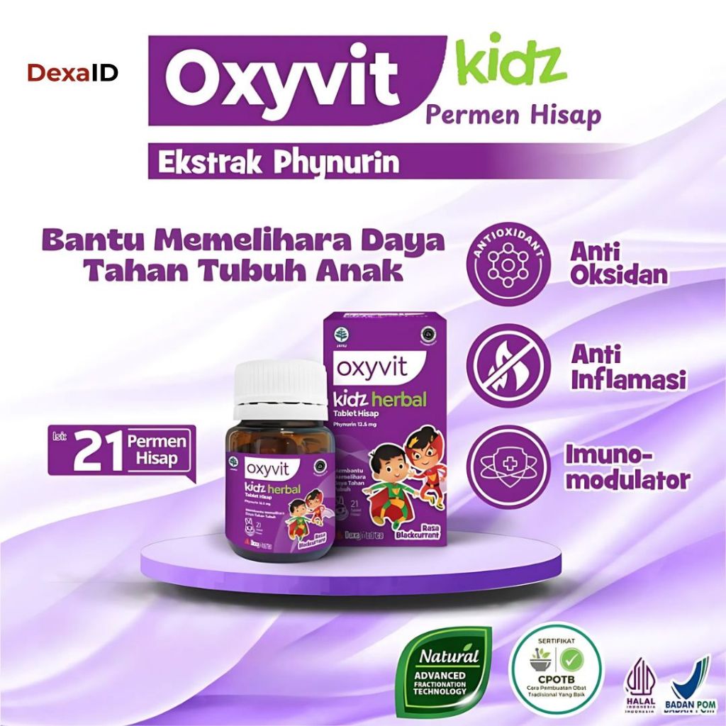 Jual Oxyvit Kidz Herbal Bantu Pelihara Daya Tahan Tubuh Anak 21 Permen ...