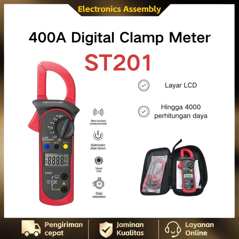 Jual ST201 Tang Ampere 400A AC Digital Clamp Meter Original | Shopee Indonesia