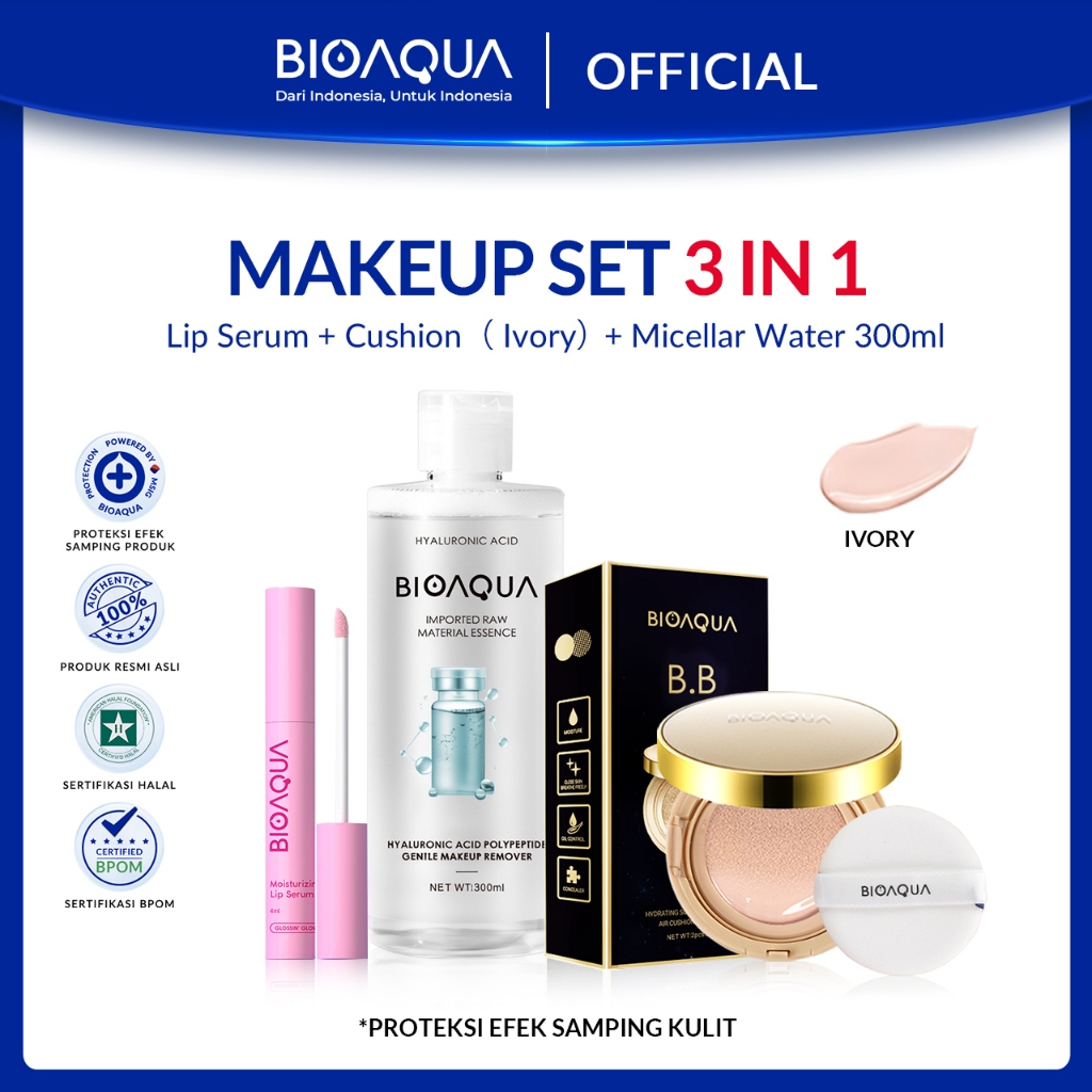 Jual BIOAQUA Beauty Set Makeup Bundle 3 in 1 With Cushion / Makeup ...