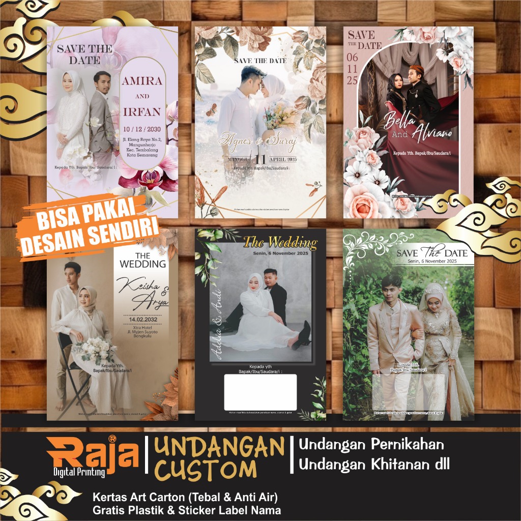 Jual Undangan Pernikahan Custom Murah Bebas Foto - Bahan Premium Tebal ...