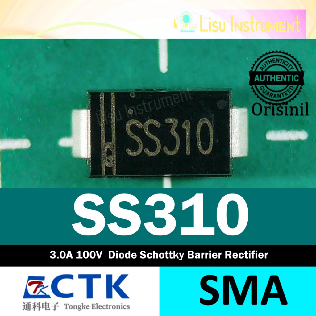 Jual SS310 3A 100V Schottky Barrier Rectifier SS310 SMA CTK Electronics ...