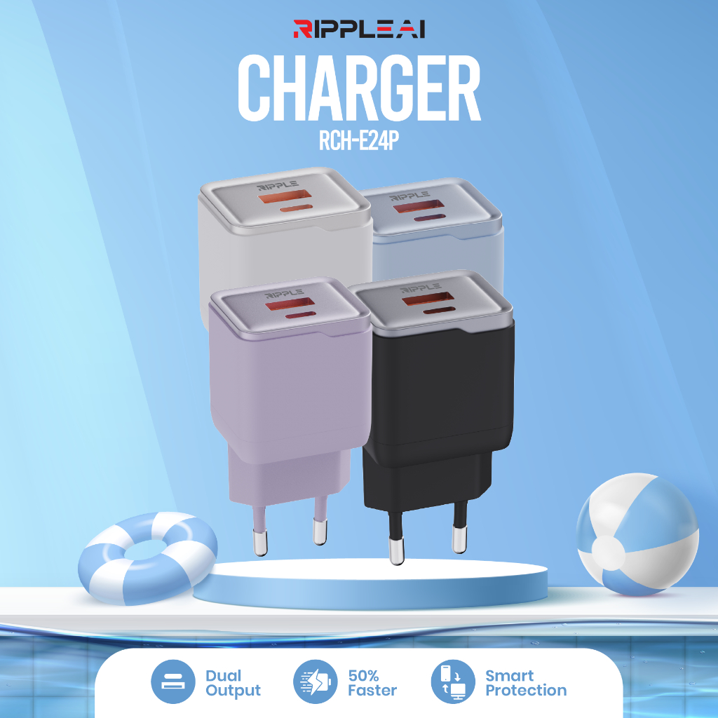 Jual Ripple Kepala Charger Quick Charging Type-C Dual USB 20W PD Fast ...