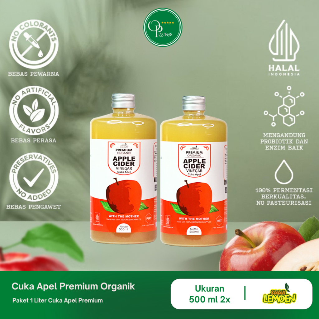 Jual Cuka Apel Apple Cider Vinegar By Suur Lemoen Paket 1 Liter Premium ...