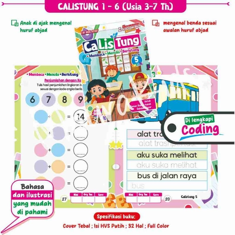 Jual BUKU CALISTUNG 1 SAMPAI 6 DILENGKAPI CODING untuk PAUD TK SD ...