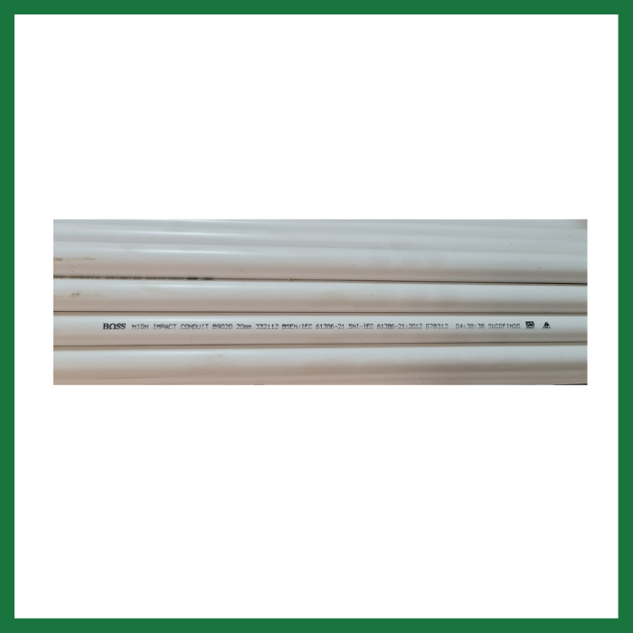 Jual Pipa Conduit Warna Putih 20 mm BOSS / Pipa PVC BOSS /Pipa Conduit ...