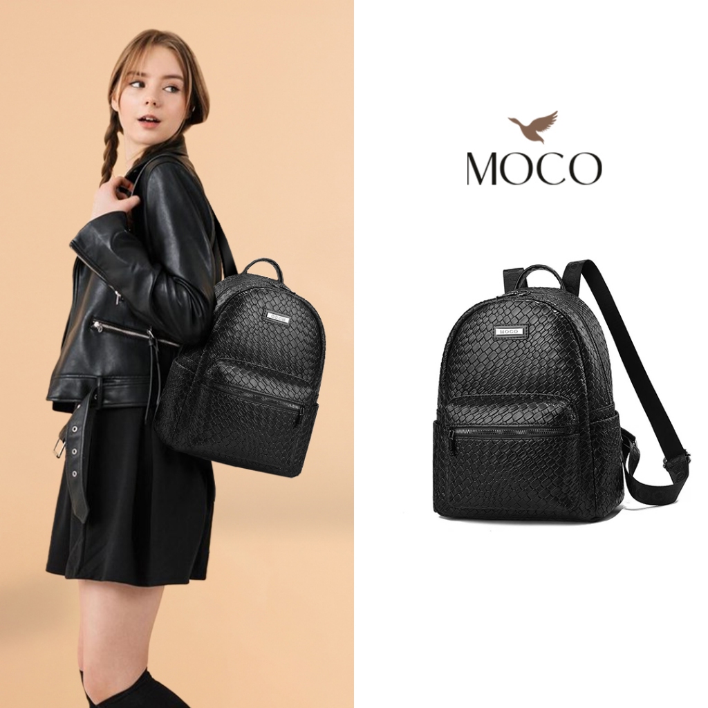 Jual 【Crovia Bag】MOCO Fashion Tas Ransel Wanita Kulit Backpack Kuliah Sekolah Unisex Croco 8802 ...