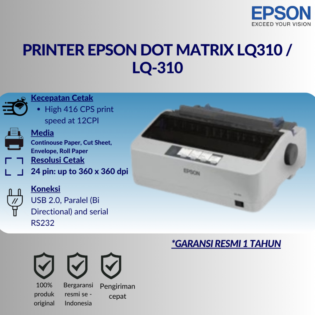 Jual Printer Epson Dot Matrix LQ310 LQ-310 New BERGARANSI RESMI | Shopee Indonesia