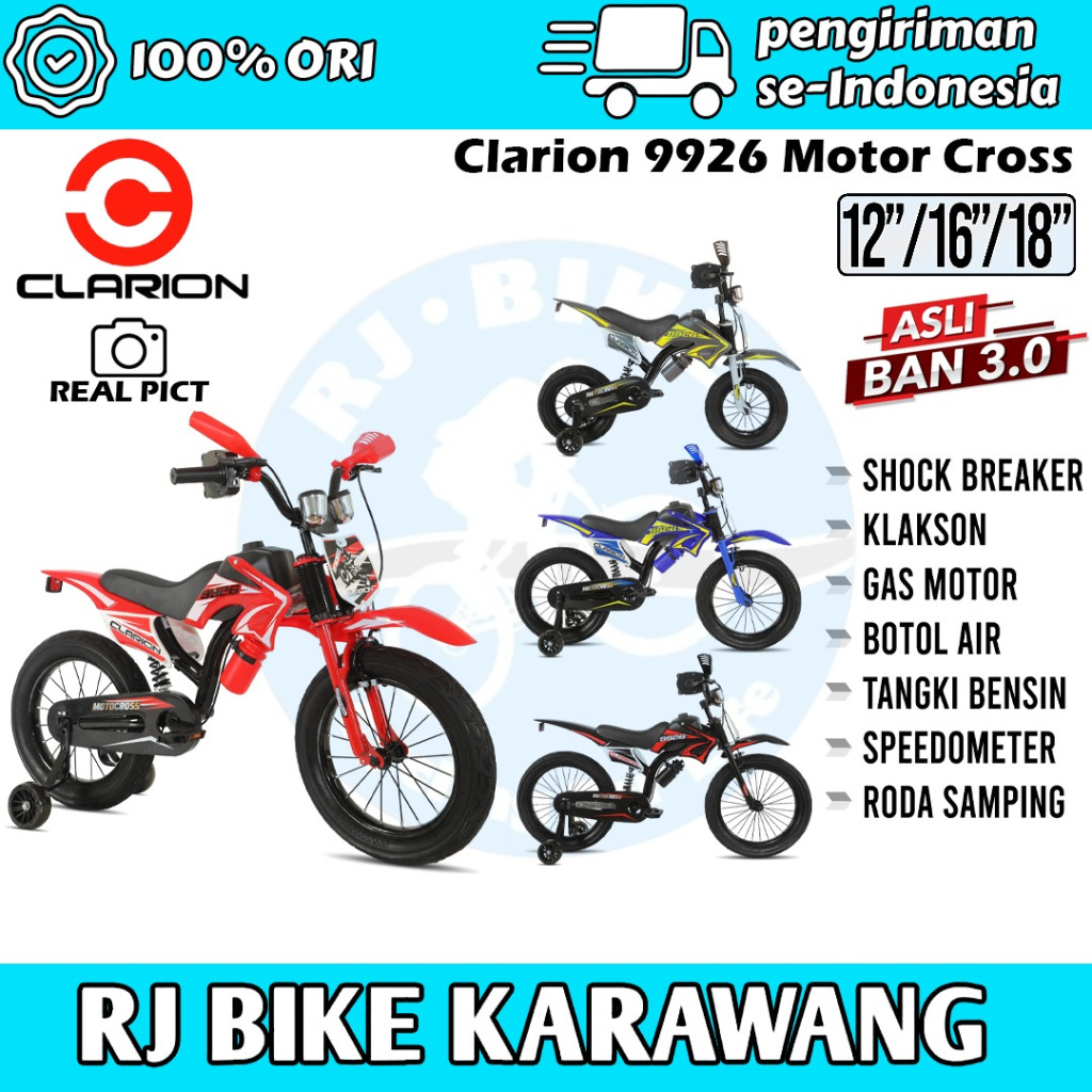 Jual SEPEDA ANAK MODEL MOTOR TRAIL CLARION 9926 BAN BESAR | Shopee ...