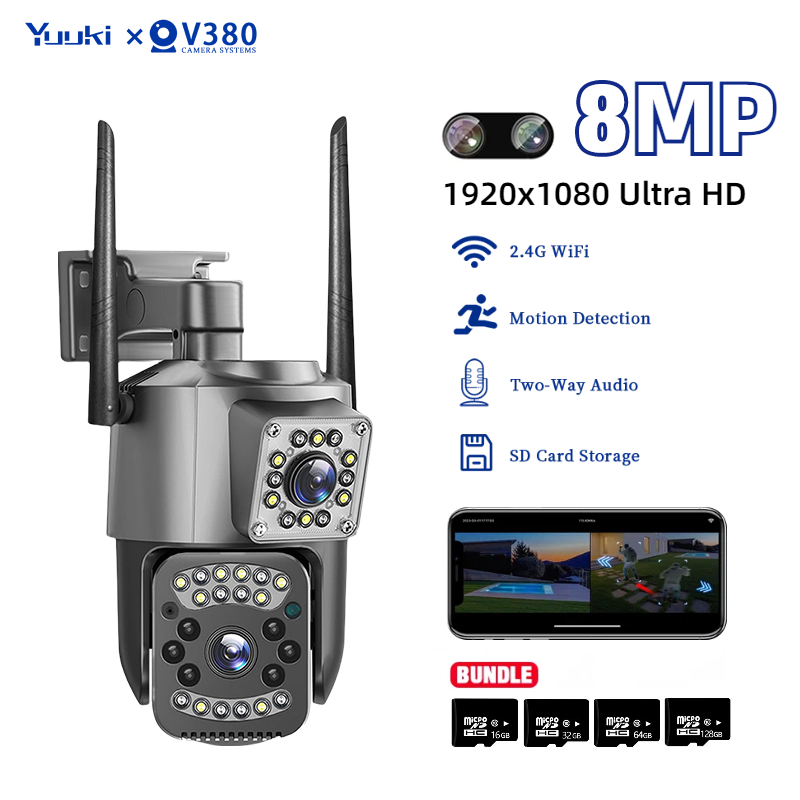 Jual V380 Pro Outdoor CCTV Dual Lens Kamera HD 8MP Wifi PTZ View Home Security Surveillance CCTV ...