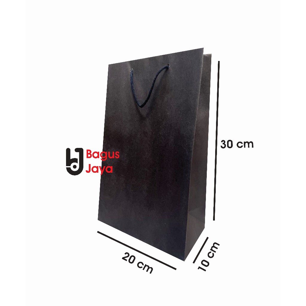 Jual Paper bag hitam sablon bebas desain uk. 20x10x30 | Shopee Indonesia