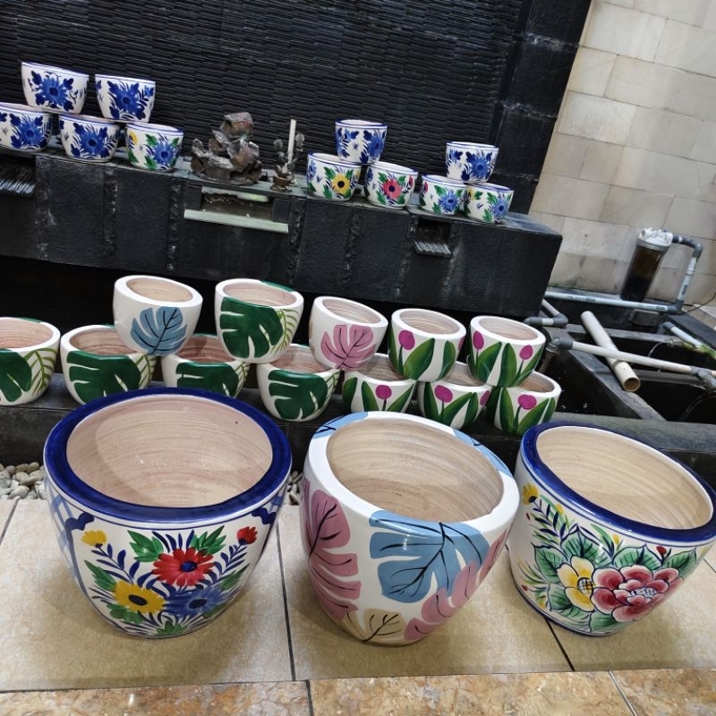 Jual POT LUKIS DUCO 30 CM| Vas Tanah Liat Lukis Bunga Duco Lukis ...