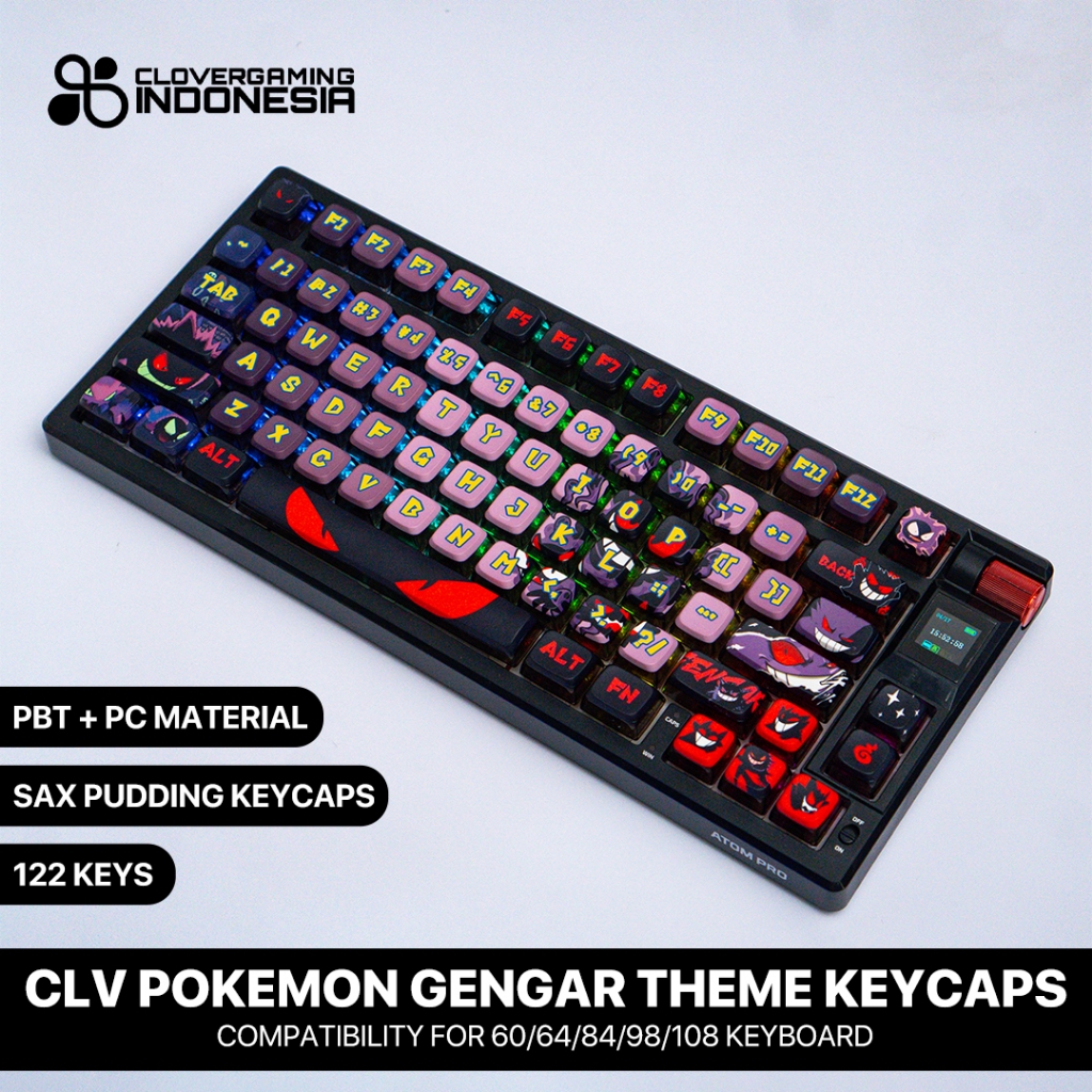 Jual CLV Keycaps Gengar Pokemon Anime OEM Set PBT + PC Dye Sub Fullset ...