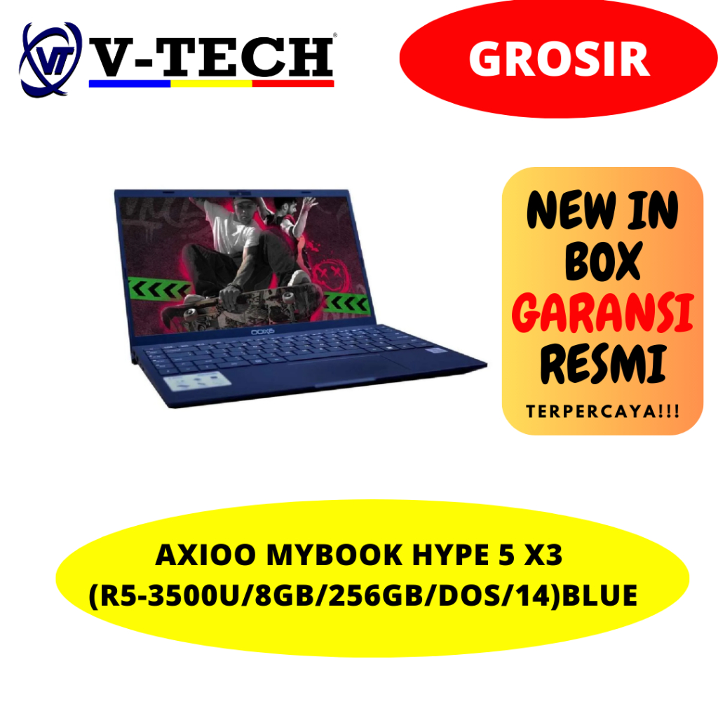 Jual AXIOO MYBOOK HYPE 5 X3 (R5-3500U/8GB/256GB/DOS/14INCH)BLUE/GREY ...