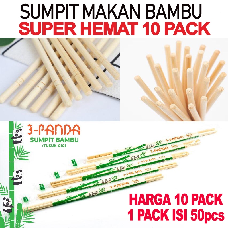 Jual Sumpit Bambu Cheffy Steril + Tusuk Gigi PANDA SUPER HEMAT 10 PACK ...