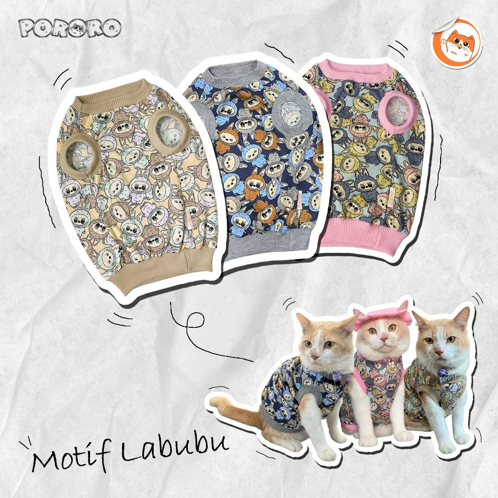 Jual Voi PORORO - Baju Kucing Pororo Labubu Full Color Catun Combed 30s ...