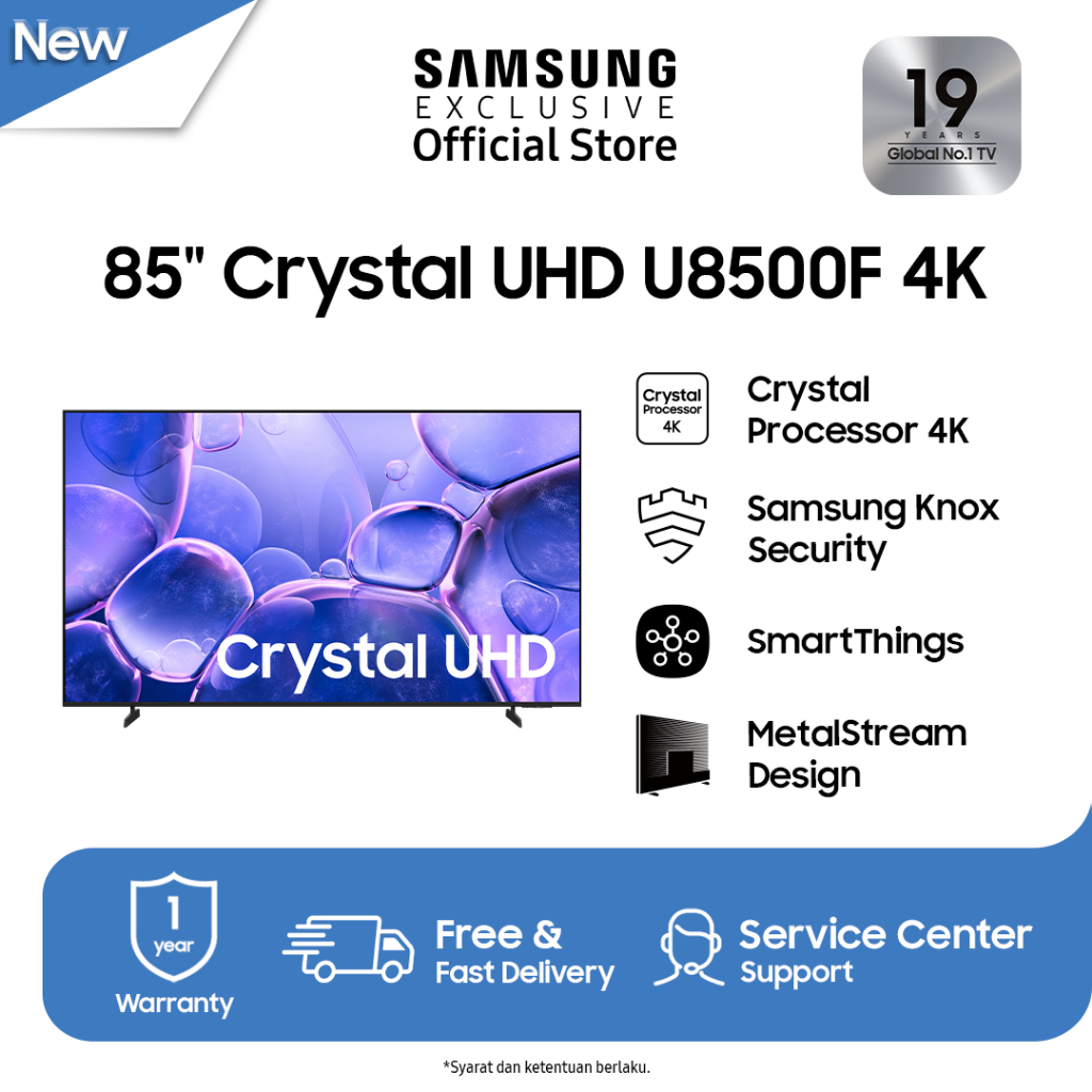 Jual Samsung 85" Crystal UHD 4K U8500F Smart TV | Crystal Processor 4K ...