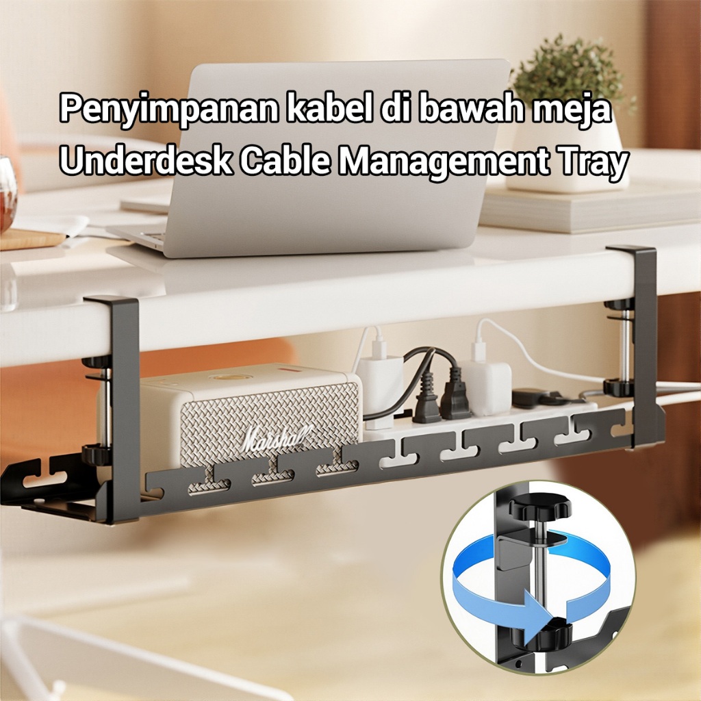 Jual Rak Kabel Jepit Bawah Meja Desk Mount Tray Kabel Organizer Meja ...