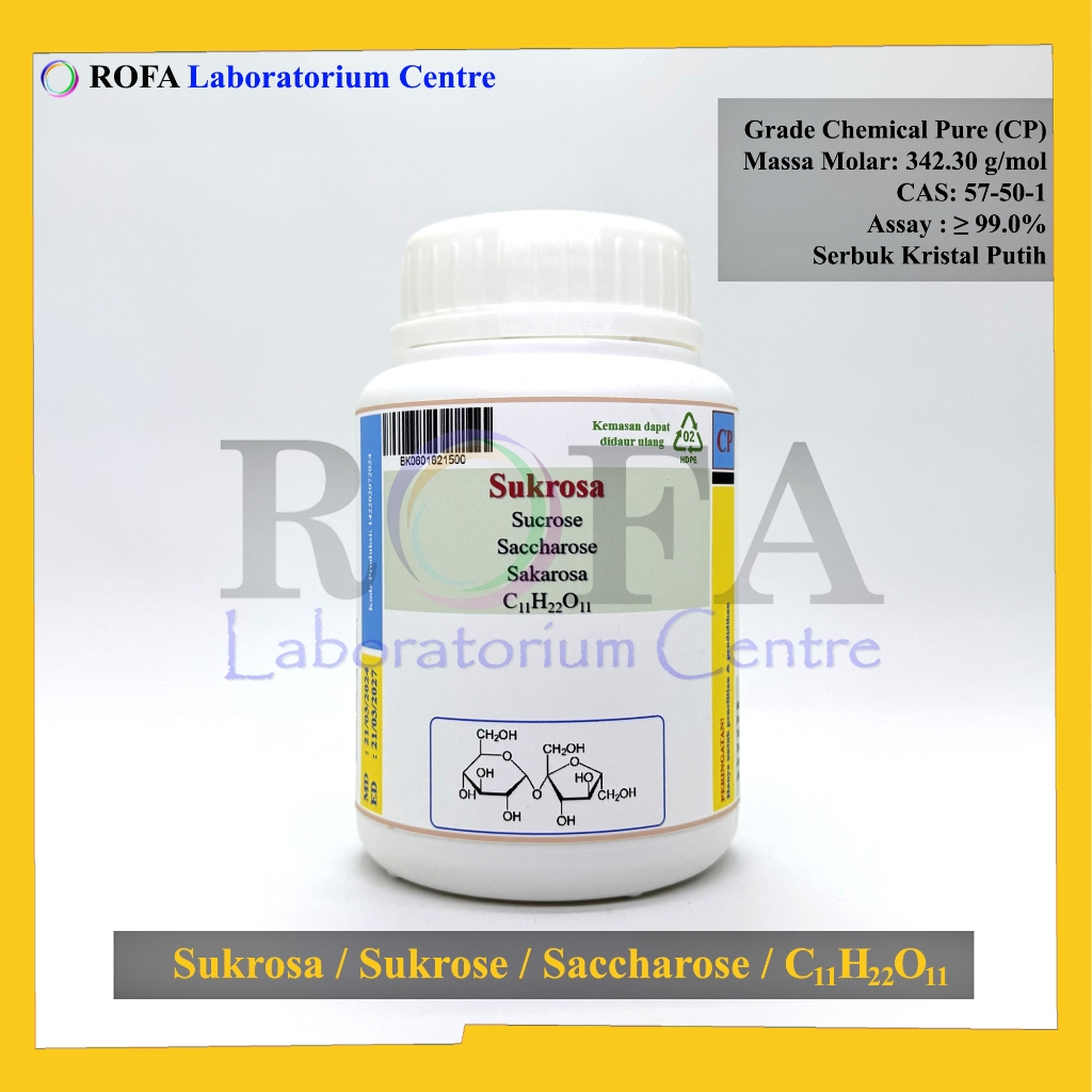 Jual Sukrosa / Sucrose / Disakarida / Sakarosa / C12H22O11 CP 500 Gram ...
