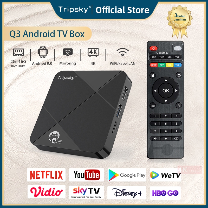 Jual Tripsky MiniQ3 Android Tv Box 2G Ram 16G Rom Android 9 OS Smart Tv ...