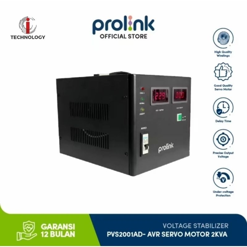 Jual PROLINK PVS2001CD 2000VA 1600W AVR Stabilizer Servo Motor Stabiliser Display Digital ...