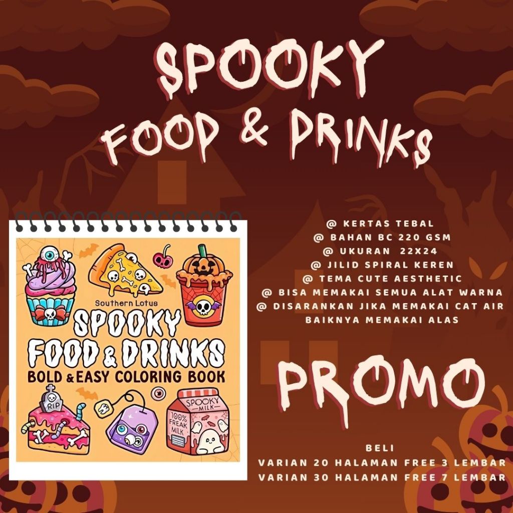 Jual Spooky Food And Drinks Coloring book Bold And Easy Buku Mewarnai ...