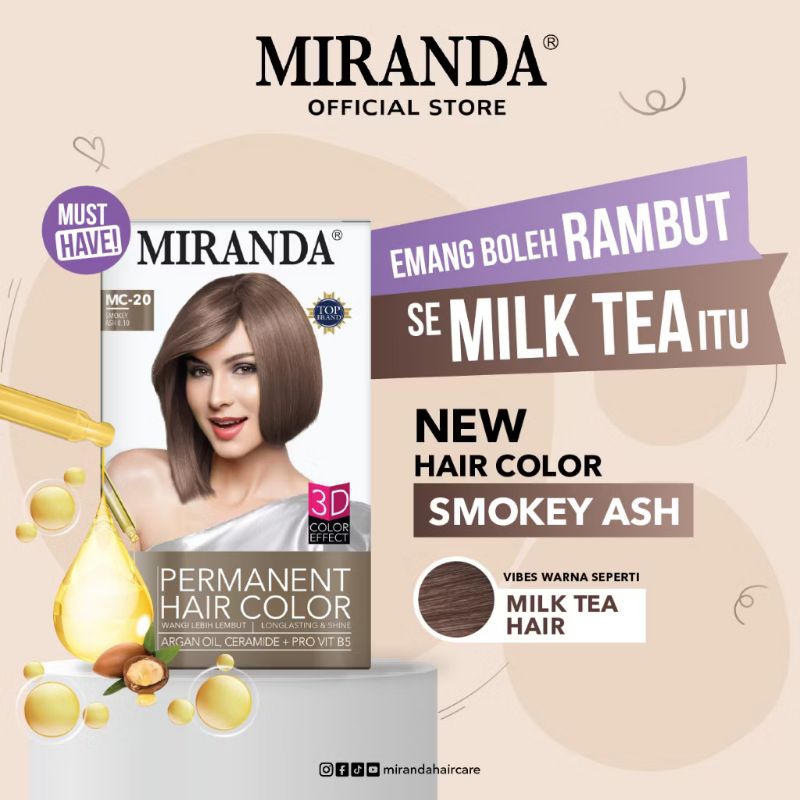 Jual Miranda Permanent Hair Color MC-20 Smokey Ash | Shopee Indonesia