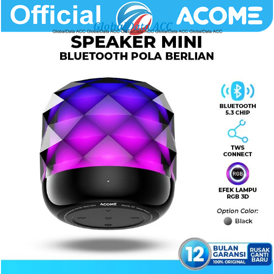 Jual ACOME A22 Mini Speaker Super Bass Bluetooth 5.3 Pola Kristal RGB ...