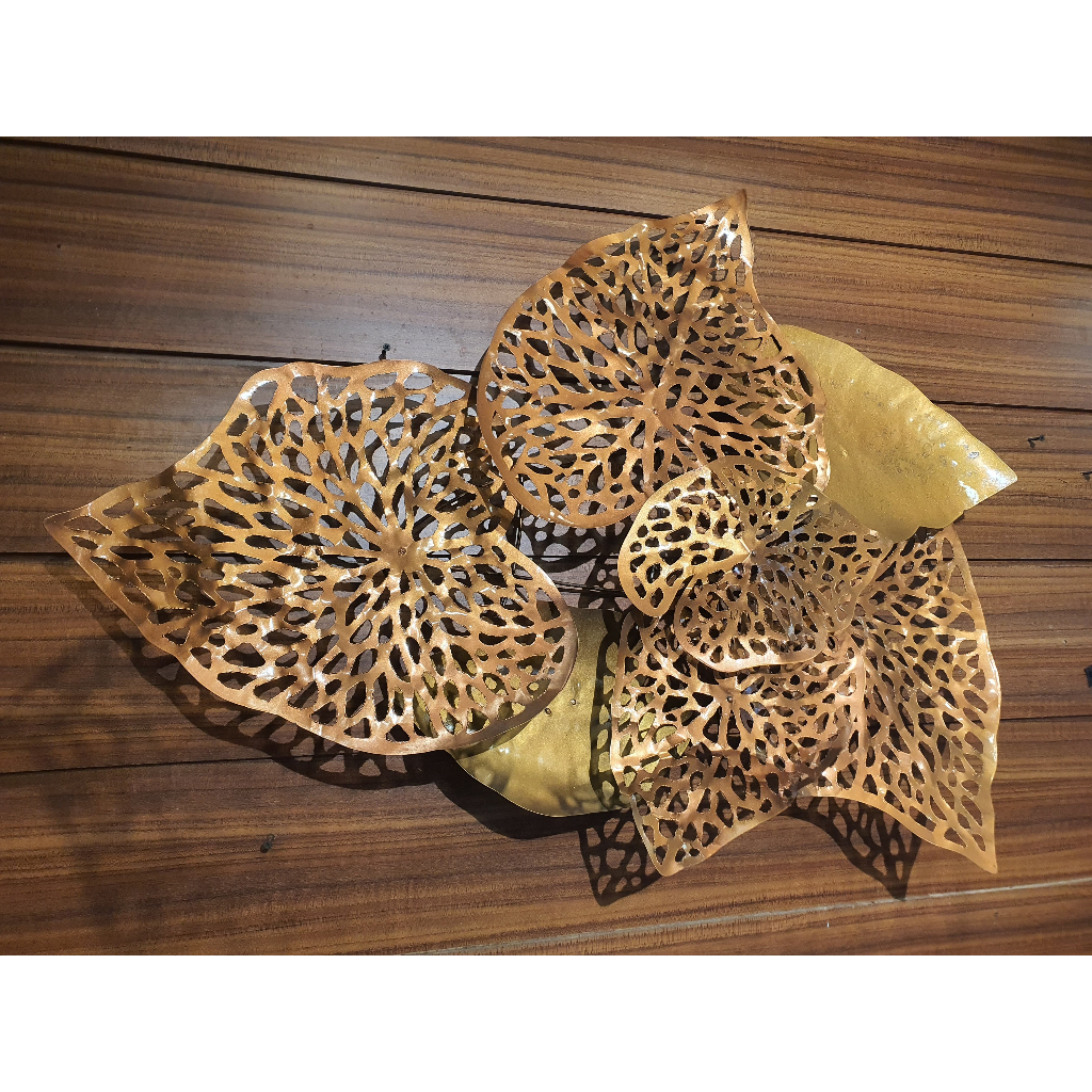 Jual HIASAN DINDING WALLDECOR DAUN GOLD JARING | Shopee Indonesia