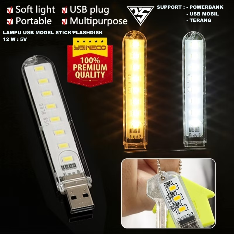Jual USB LED Lampu Baca Mini Portable 8 LED SMD 5730 12W 5V Super ...