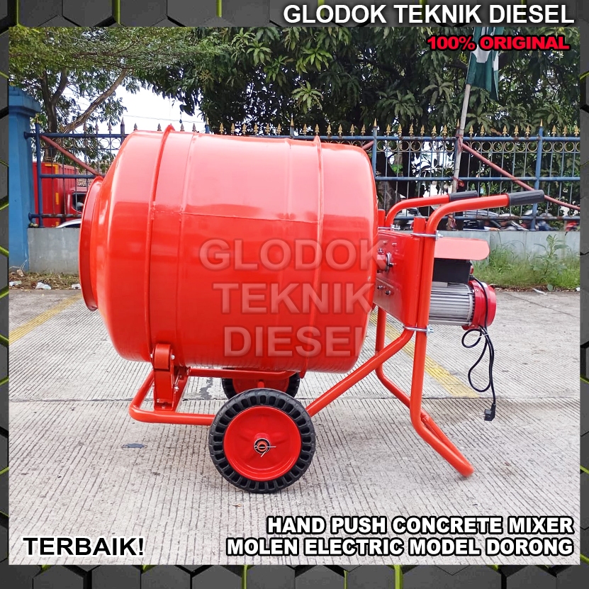 Jual Mesin Molen Dorong Elektrik 220 LITER + Penggerak Dinamo Motor Listrik Alat Aduk Semen ...