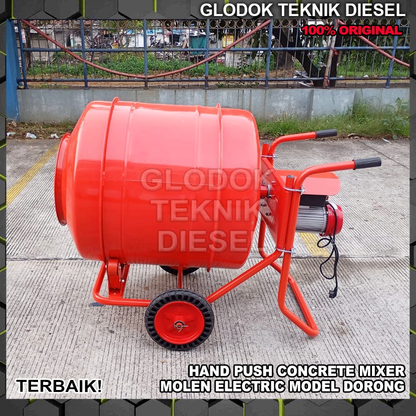 Jual Mesin Molen Dorong Elektrik 250 LITER + Penggerak Dinamo Motor Listrik Alat Aduk Semen ...