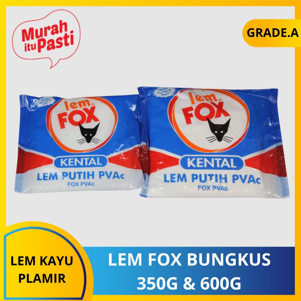 Jual LEM FOX BUNGKUS 600GR - LEM PUTIH PVAC - BUNGKUS BIRU - PLAMIR ...
