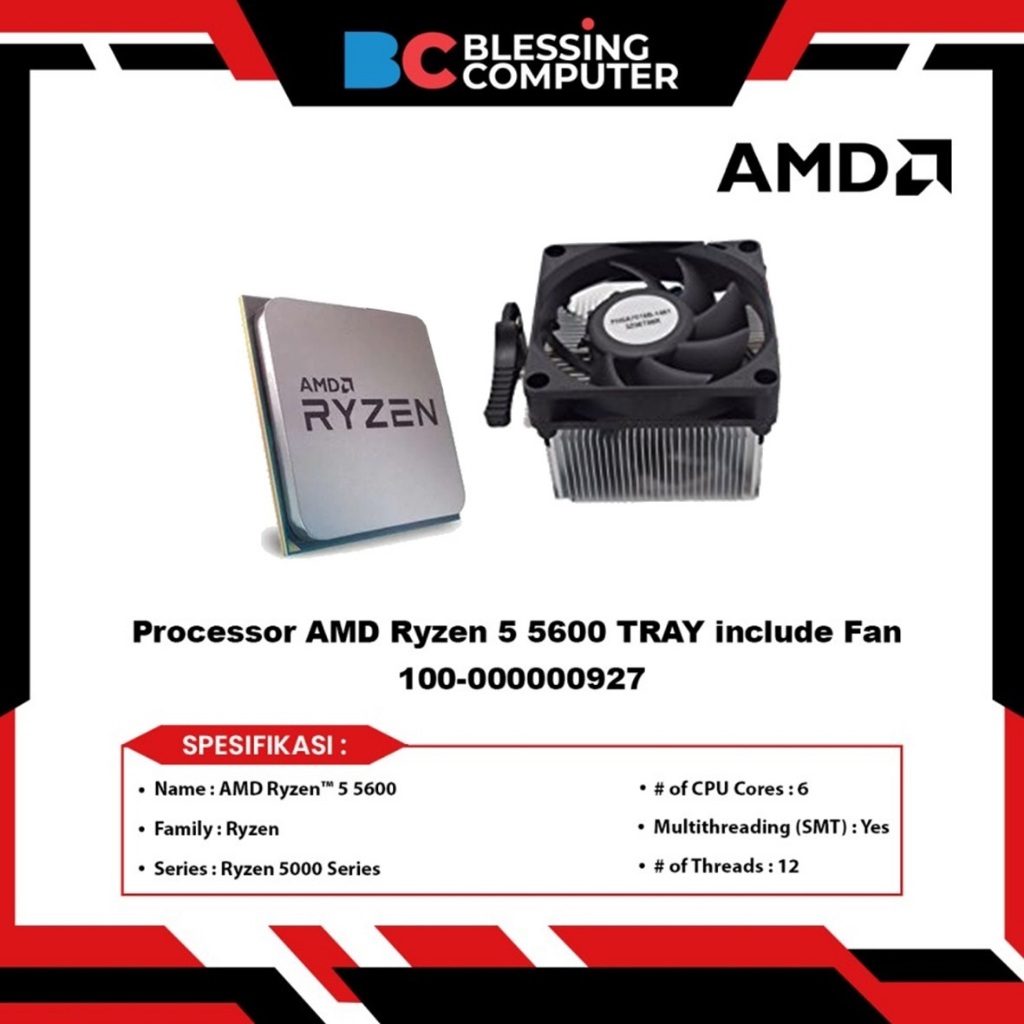 Jual Processor AMD Ryzen 5 5600 TRAY include Fan 100-000000927 | Shopee ...