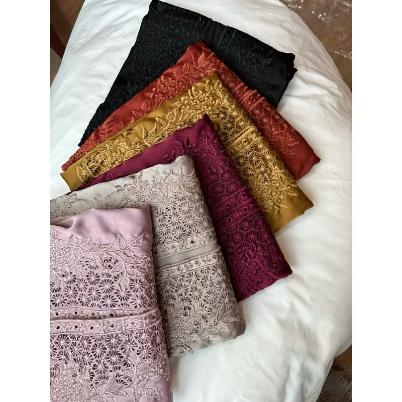 Jual Kain Premium Embroidery Sutera Velvet Sarang dan Lesung | Shopee ...