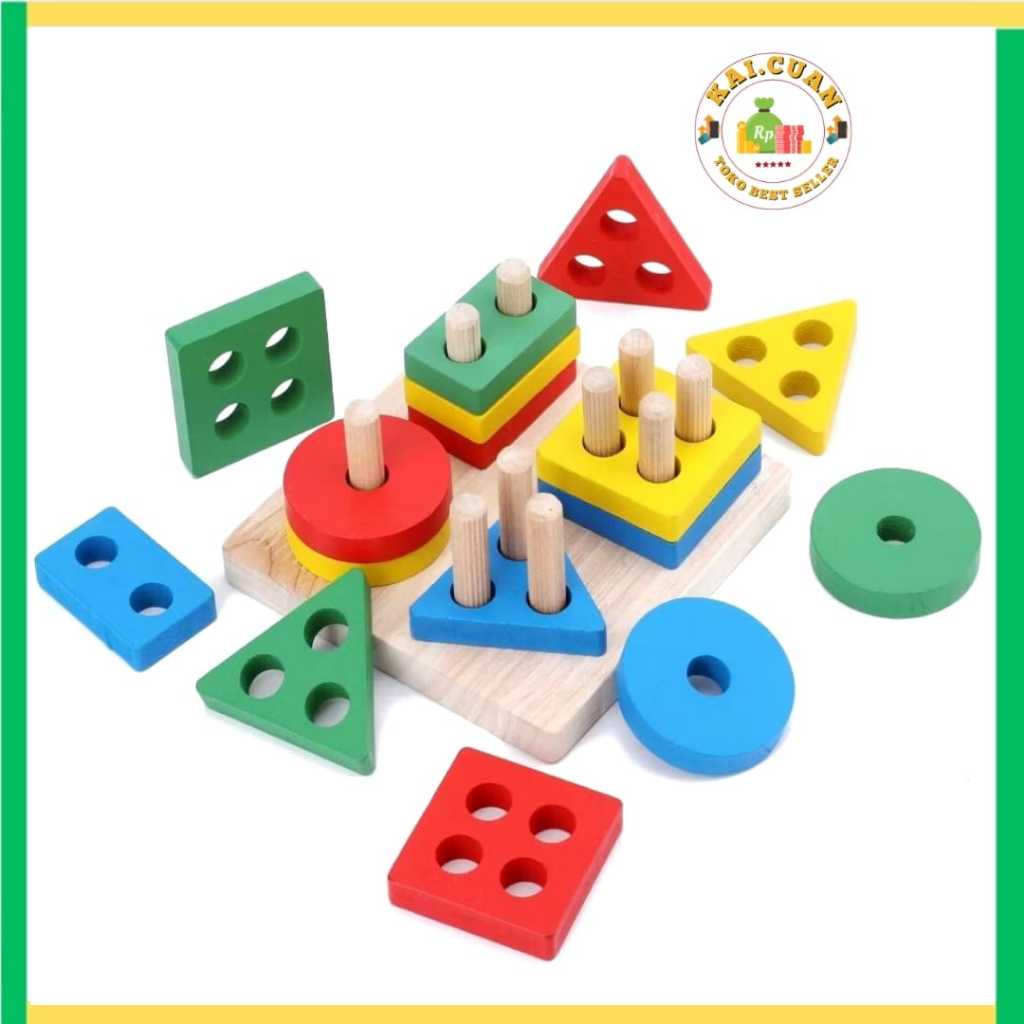 Jual (KAI)Mainan Anak Puzzle Kayu 3D Geomatri /Mainan Edukasi ...
