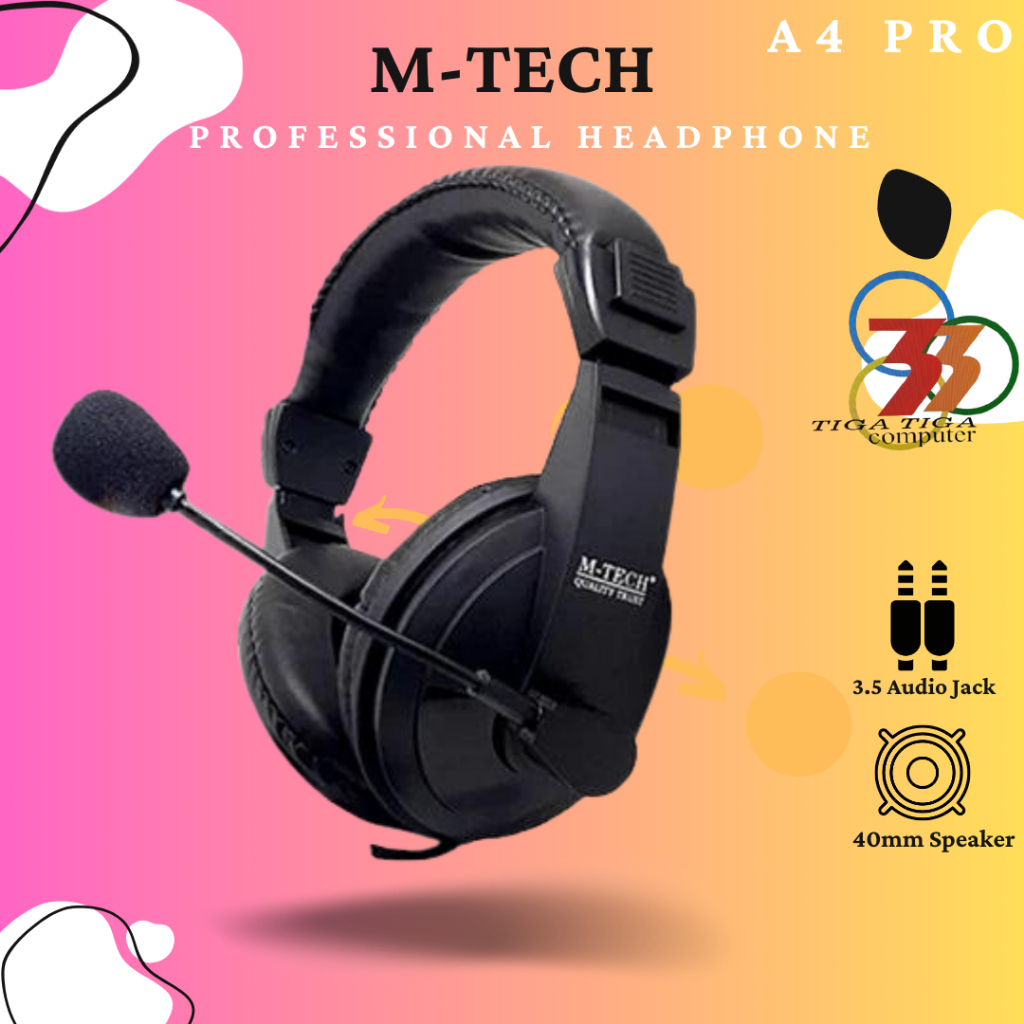 Jual Headset M-Tech A4 Pro Headphone + Mic Untuk Komputer Laptop HP ...